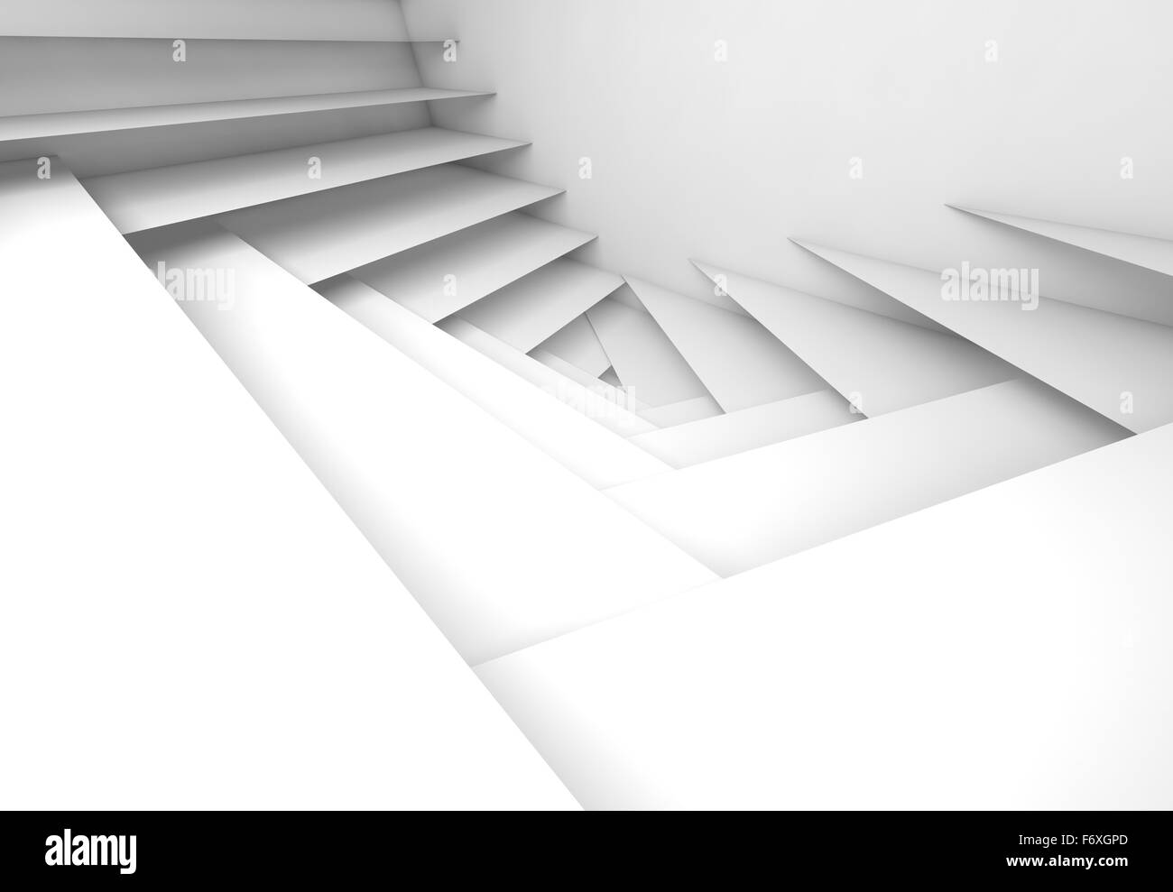 Abstract geometric background, white stairs pattern, 3d illustration ...