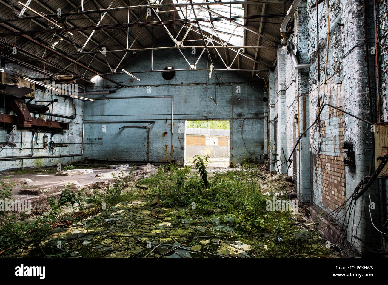 inside view of a deserted run down building Stock Photo - Alamy