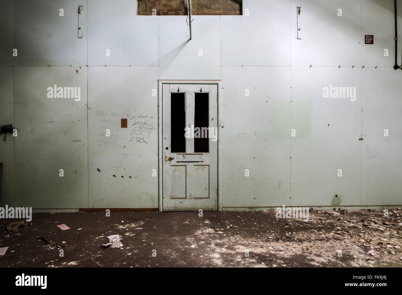 inside view of a deserted run down building Stock Photo - Alamy