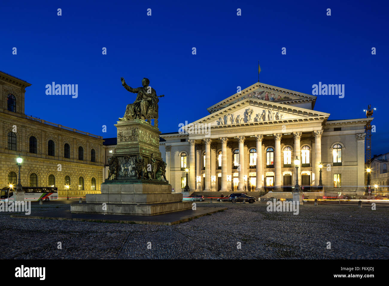Bavarian Opera House, built in 1818, State Opera House in the evening ...
