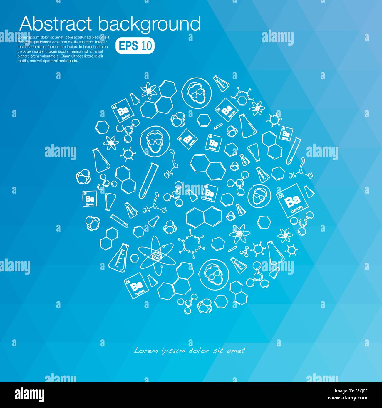 Hand draw chemistry in circle on abstract polygon background. Vector ...