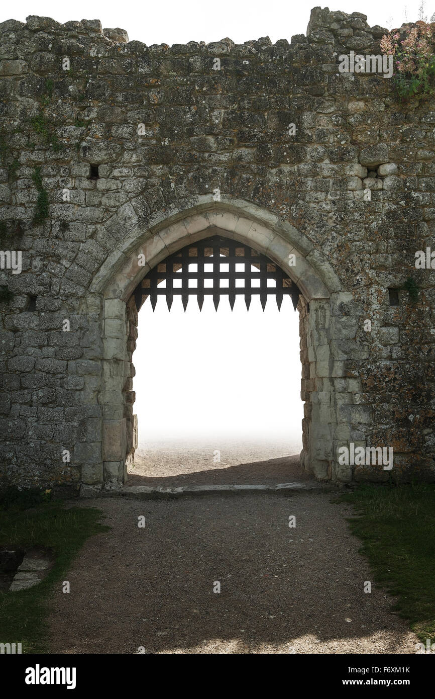 Medieval castle gate, white background Stock Photo - Alamy