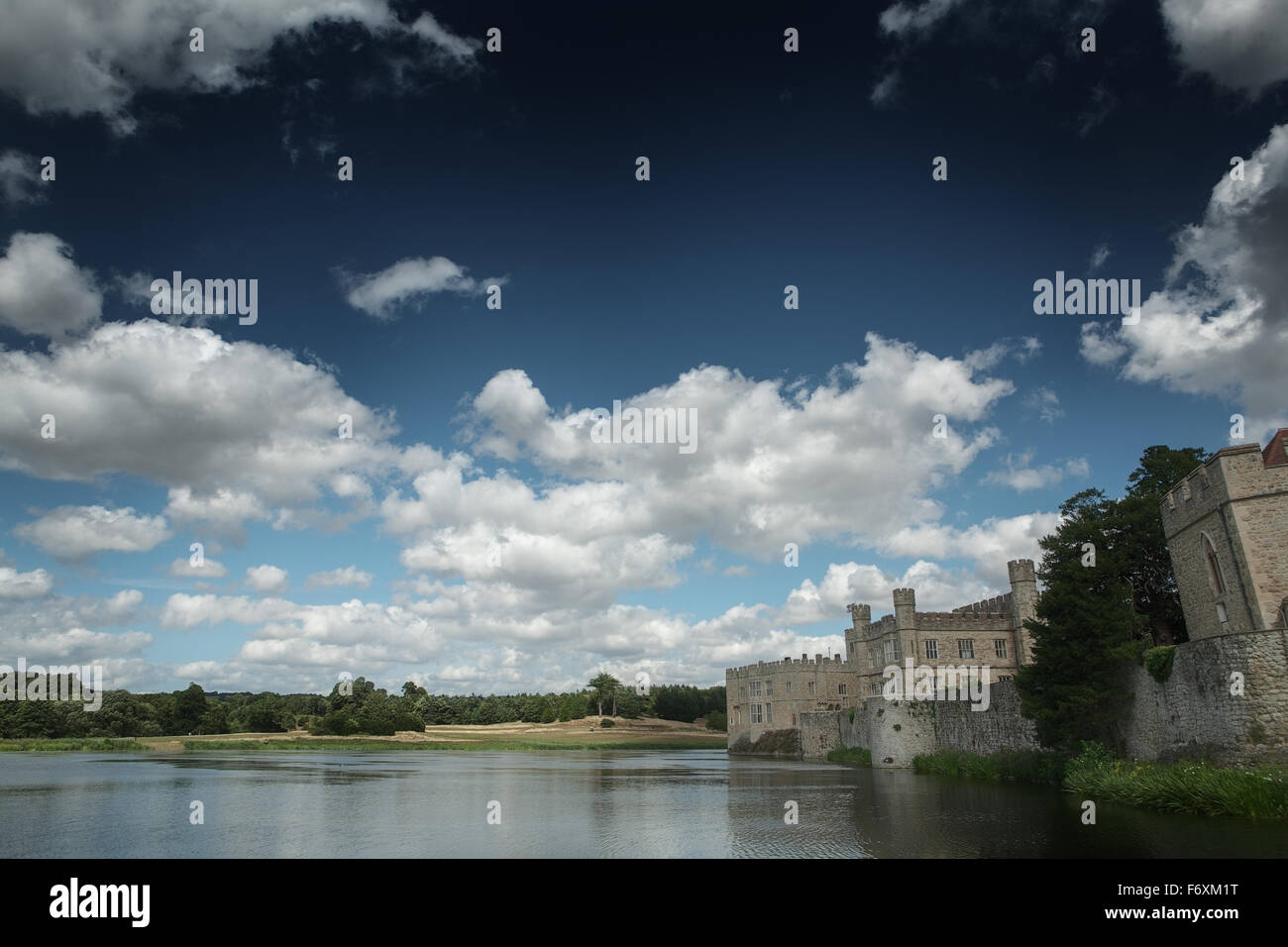 Leeds castle and moat, cloudy sky Stock Photo - Alamy