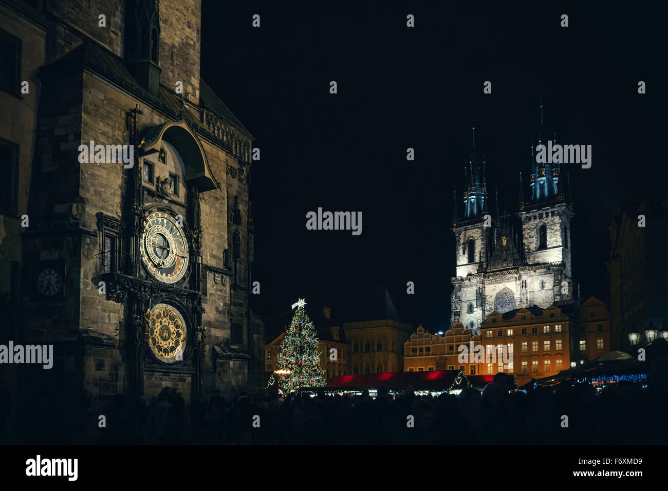 Prague Old Town Square at night during Christmas Stock Photo - Alamy