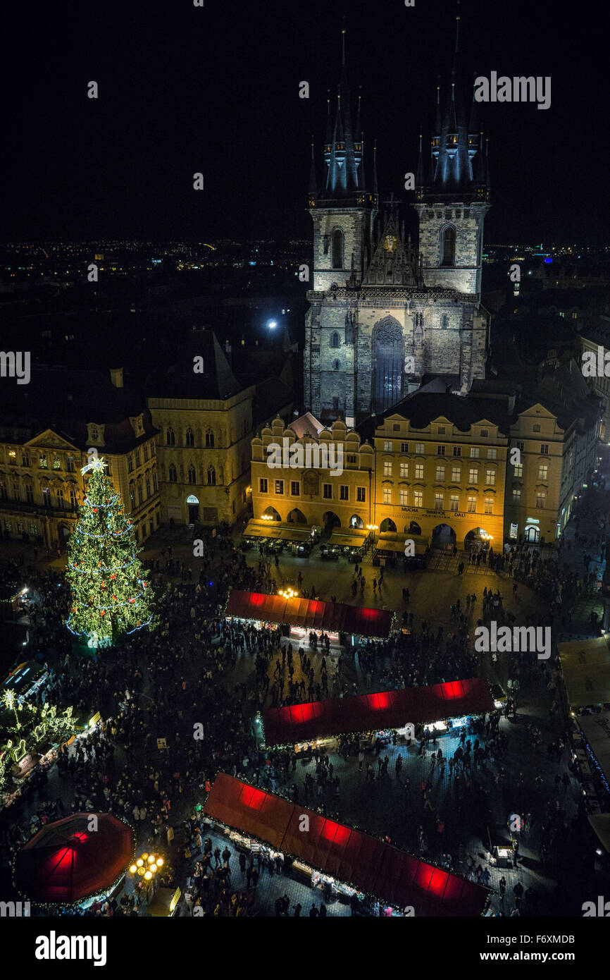 Prague Old Town Square at night during Christmas Stock Photo - Alamy