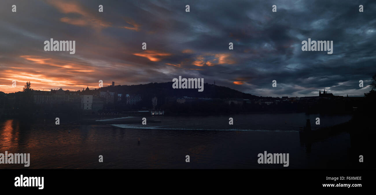 Prague skyline during sunset Stock Photo - Alamy