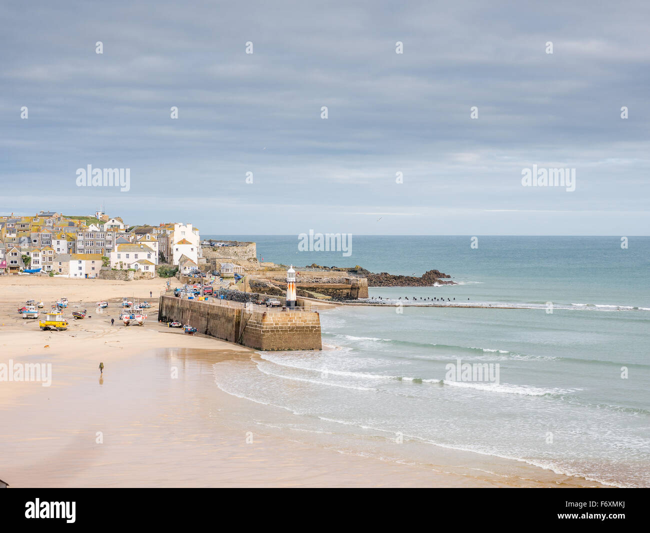 Port at the small town of St Ives on the atlantic coast of Cornwall ...