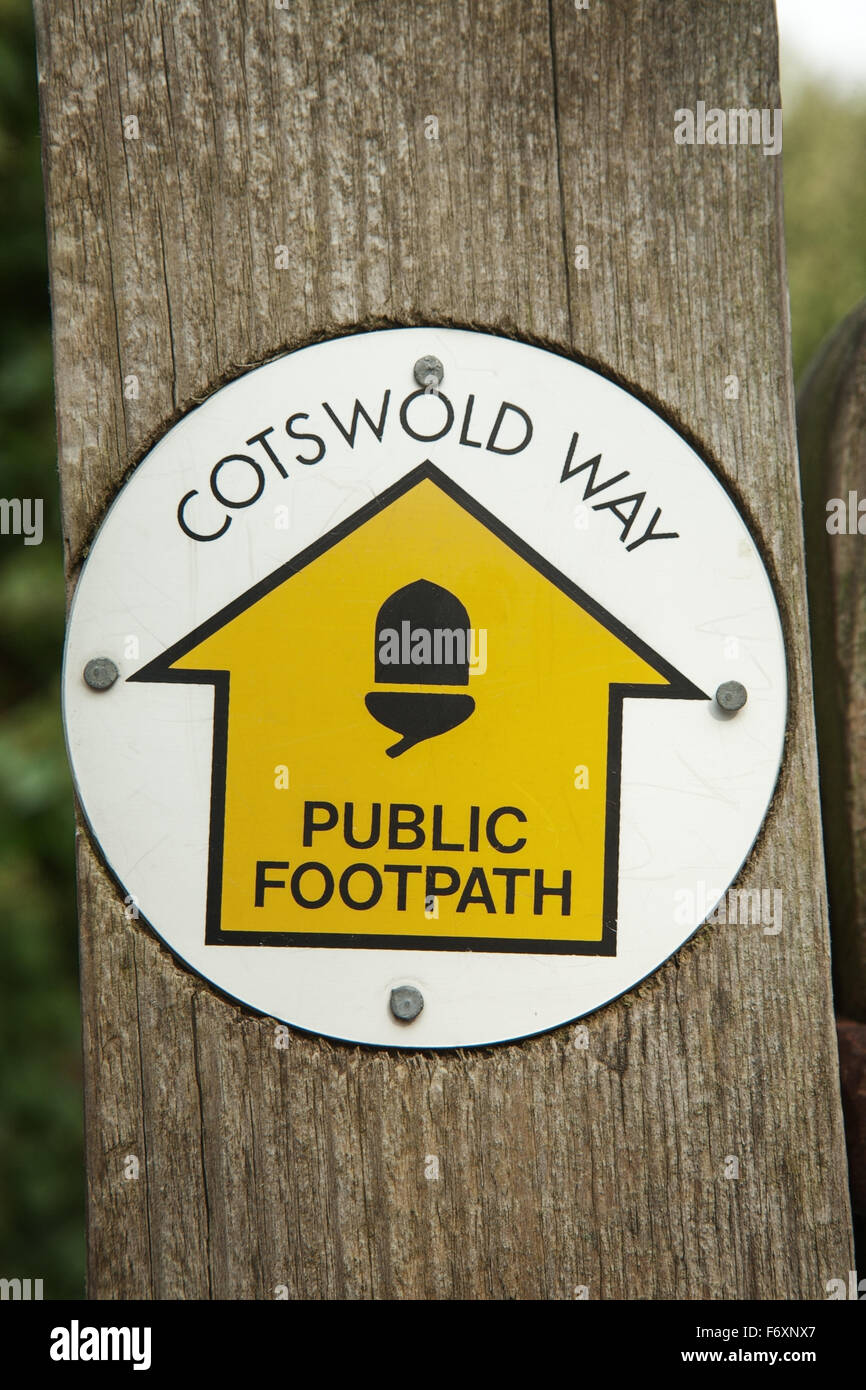 Public footpath sign for the cotswold way, England Stock Photo - Alamy