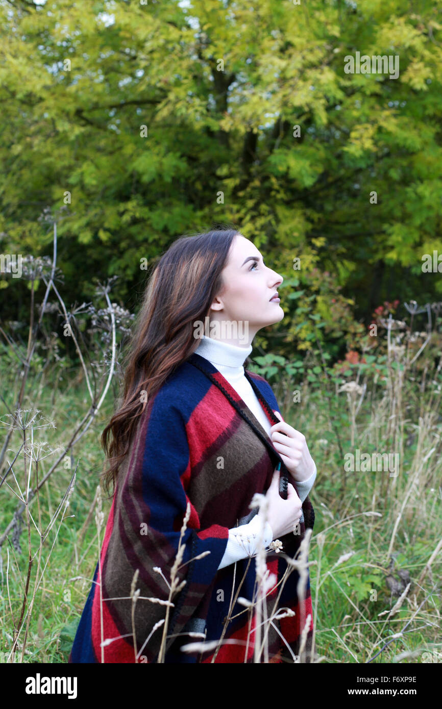 Woman beautiful standing profile hi-res stock photography and images ...