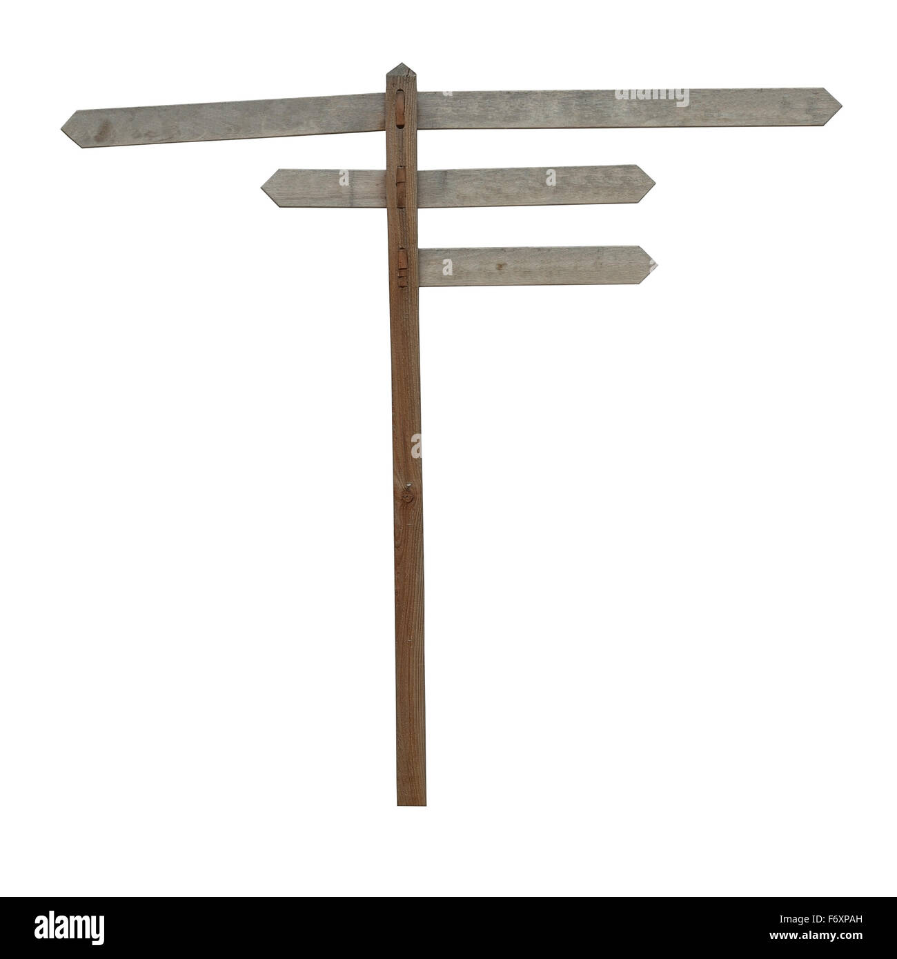 Wooden direction sign with no writing on it Stock Photo - Alamy