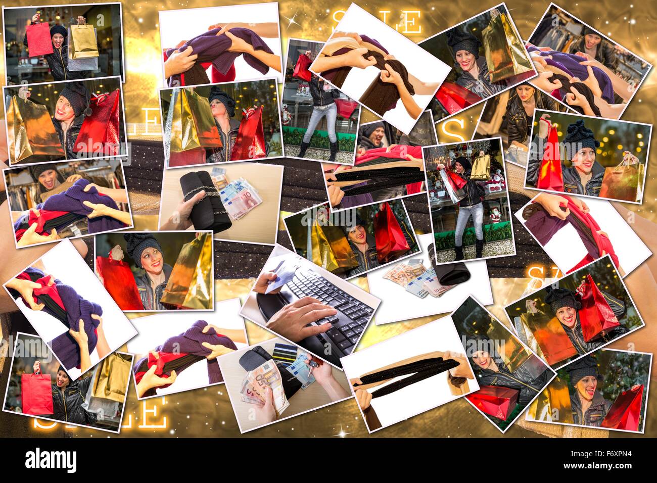 Christmas shopping collage Stock Photo - Alamy