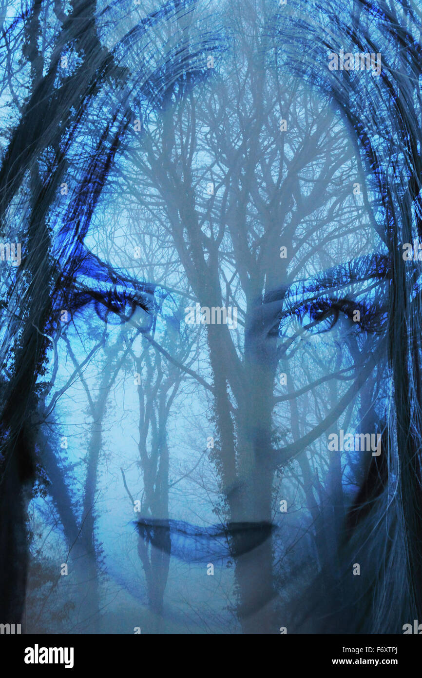 Woman trees double exposure hi-res stock photography and images - Alamy