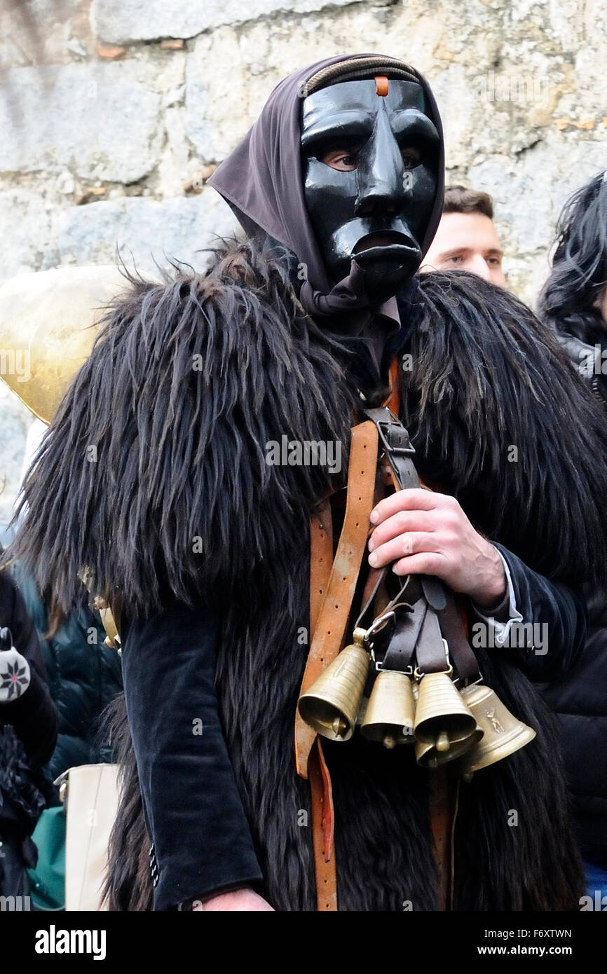 Mamuthones Sardinian mask at Carnival of Mamoiada, Sardinia, Italy ...