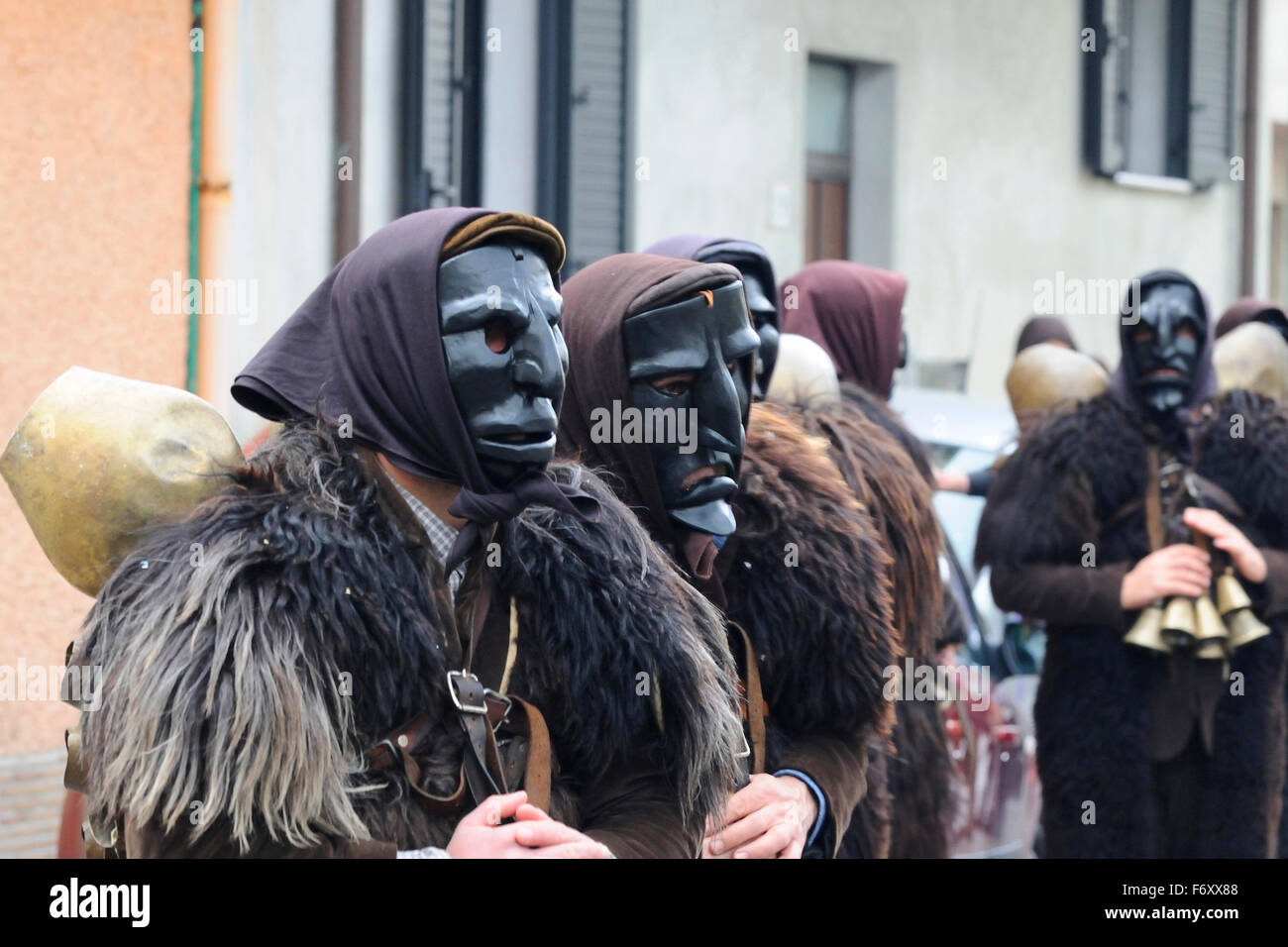 Mamuthones Sardinian mask at Carnival of Mamoiada, Sardinia, Italy ...