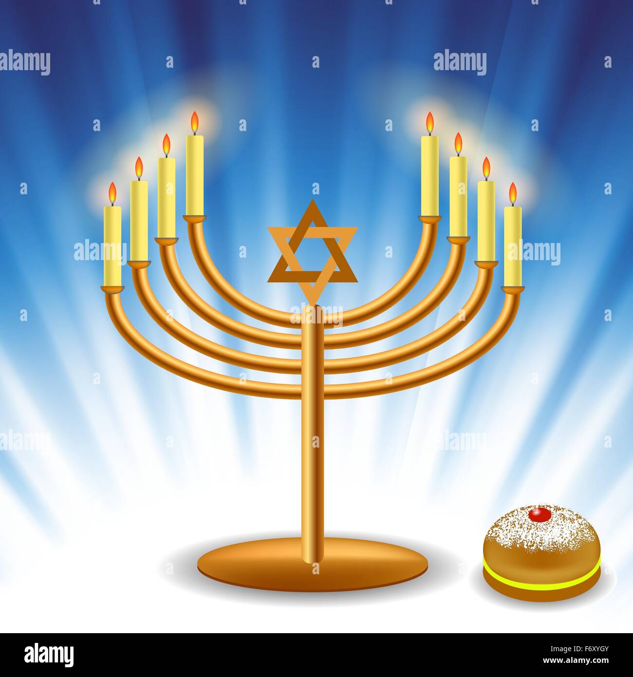 Menorah and Red Jelly Donat Stock Vector Image & Art - Alamy