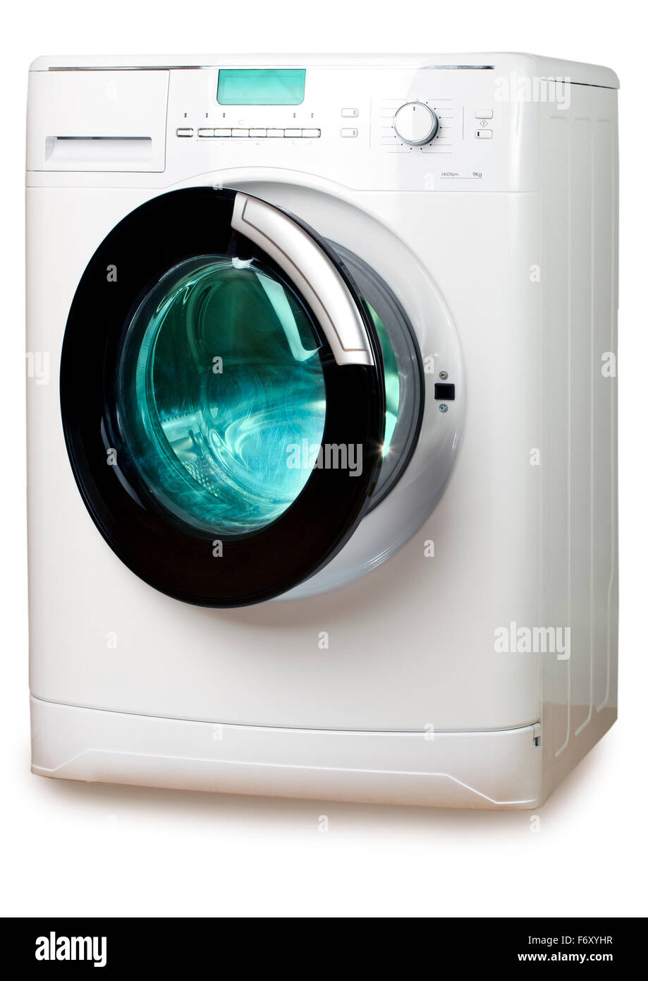 The washing machine on a white background Stock Photo - Alamy