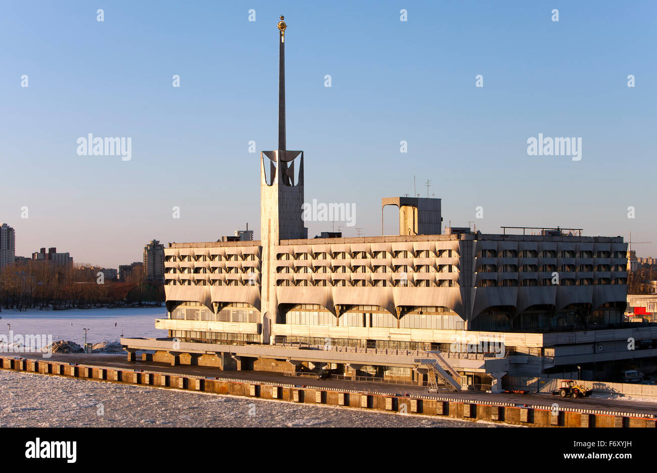 St. Petersburg, building of Marine Station (Sea Port) in harbor. Russia ...