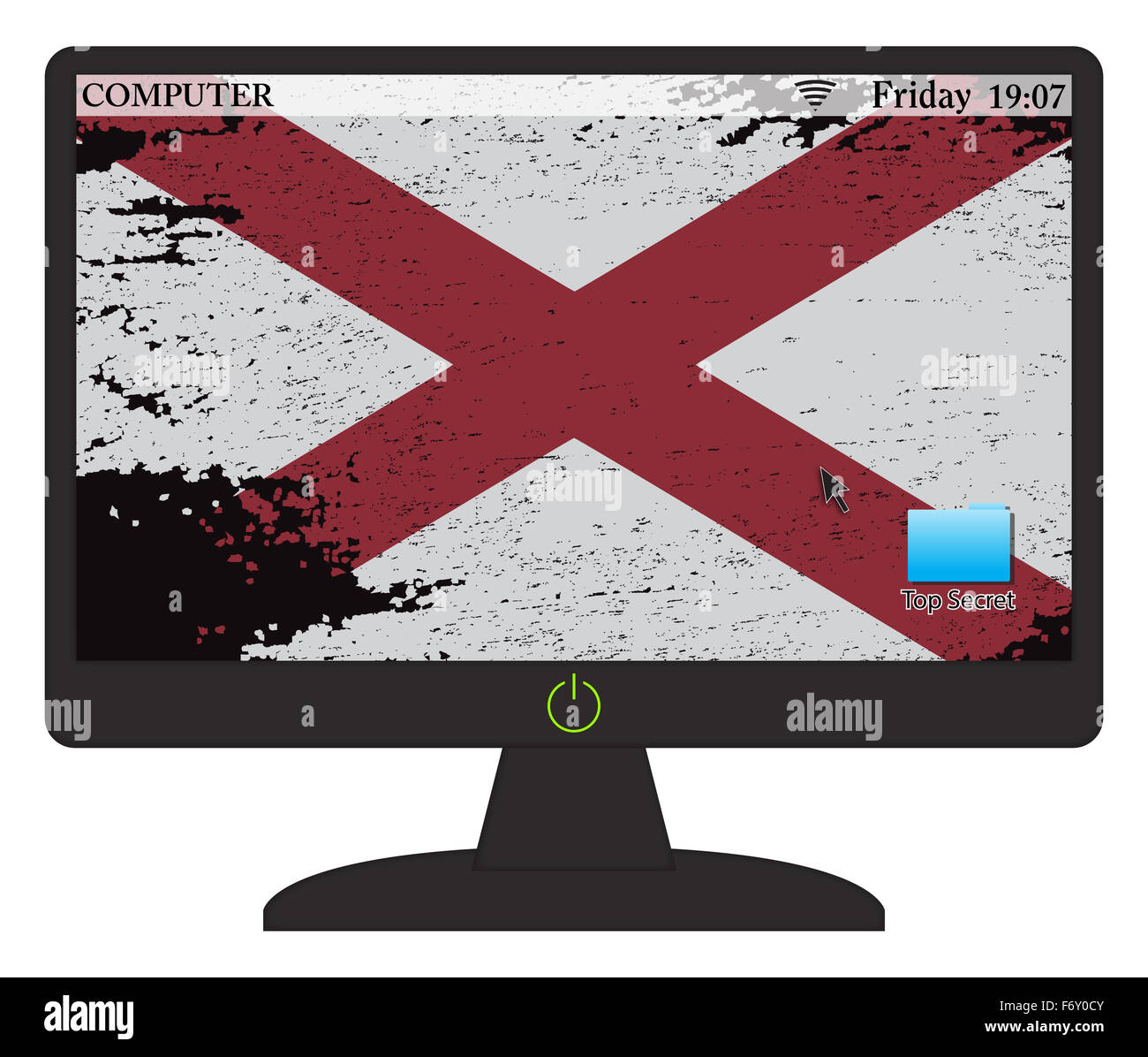 An Alabama state flag design with a grunge on a computer screen ...