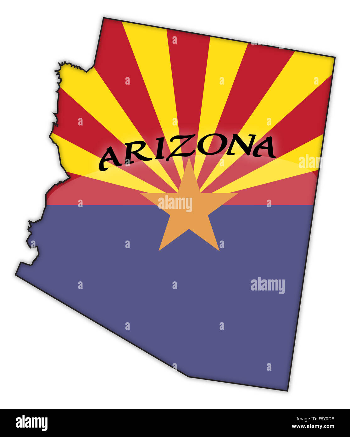An Arizona flag in an Arizona map isolated on a white background Stock ...