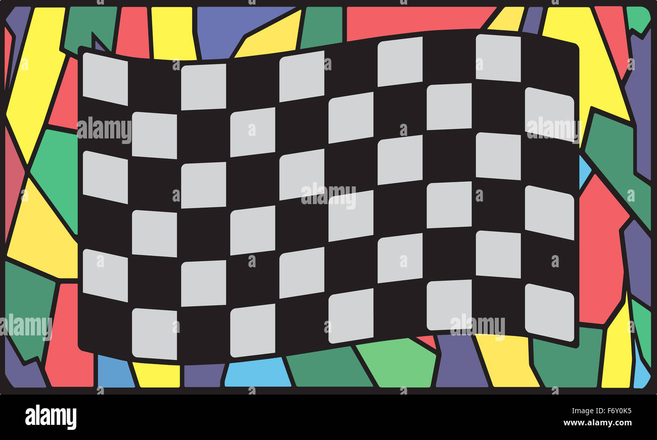 A Checkered flag design on a stained glass window Stock Photo - Alamy
