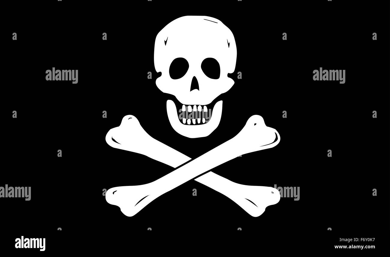 A jolly rodger pirate flag design isolated on a black background Stock ...