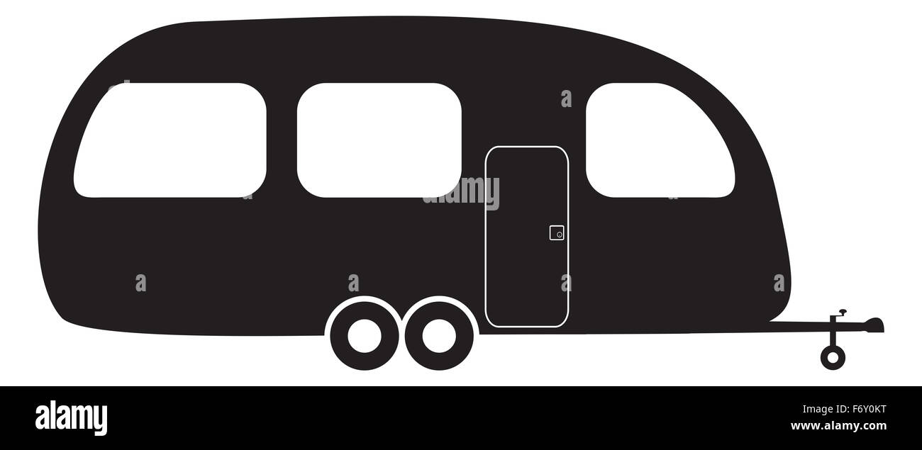 A caravan silhouette isolated on a white background Stock Photo - Alamy