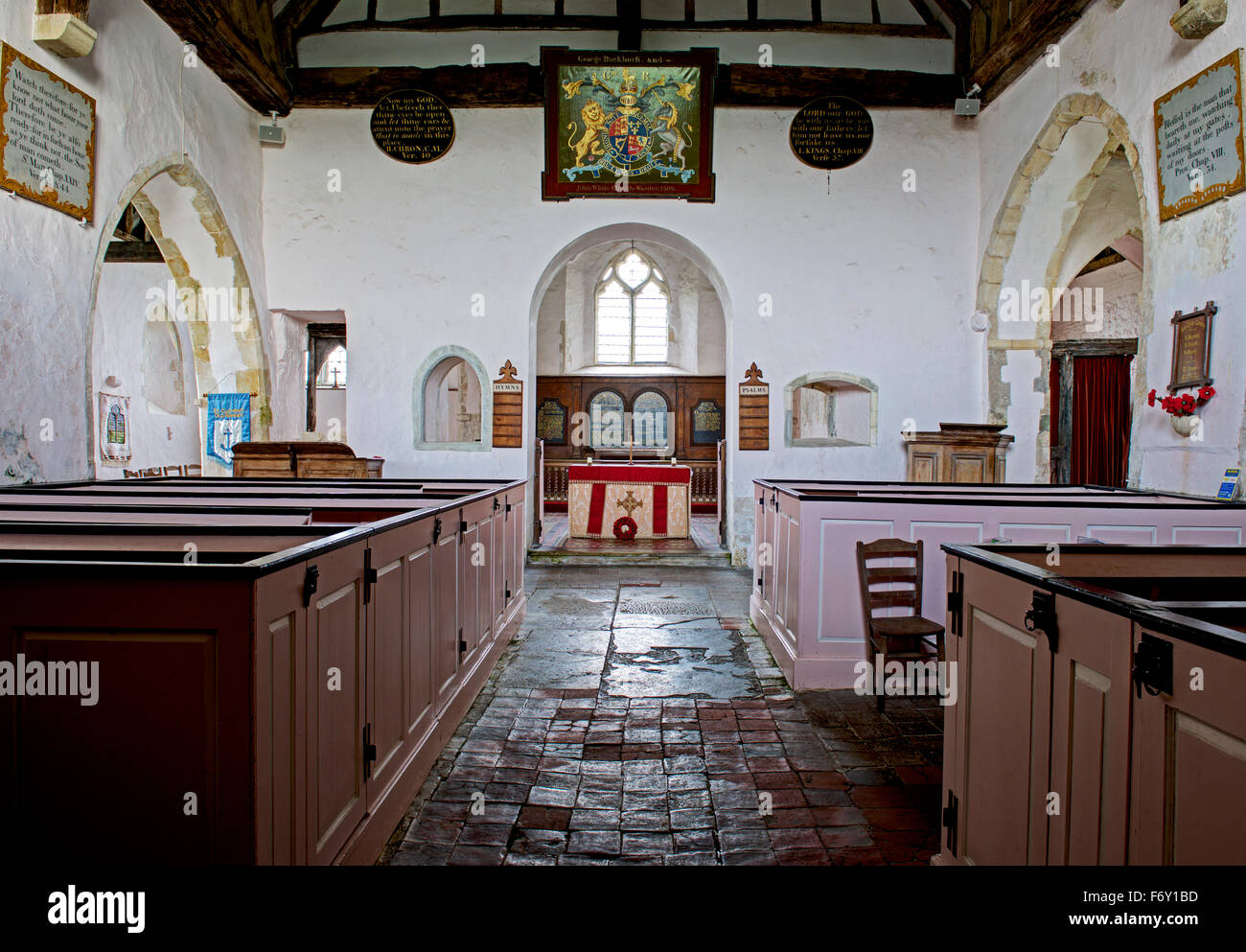 The interior of St Clement Church, Old Romney, Romney Marsh, Kent ...