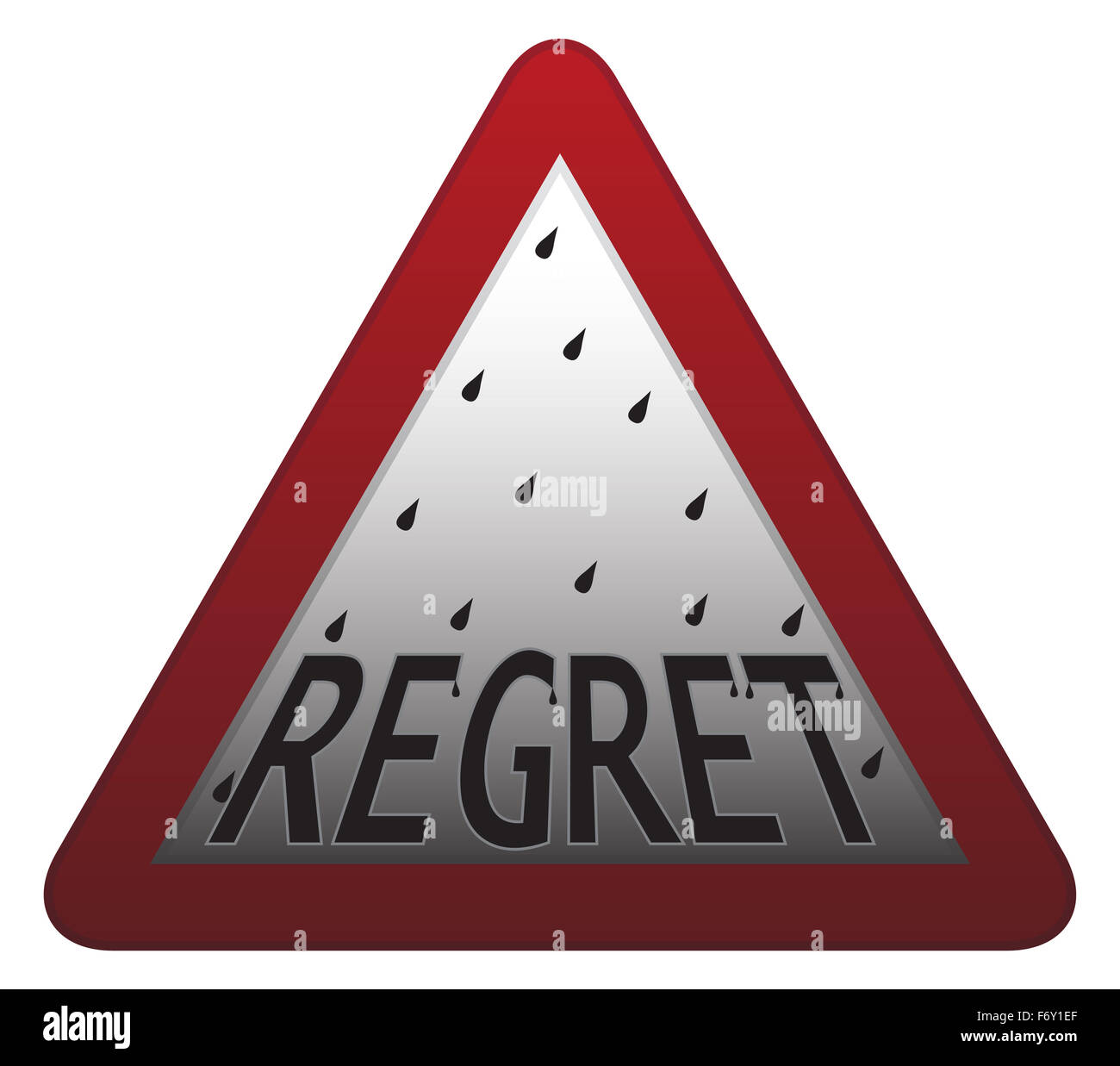 A regret warning sign isolated on a white background Stock Photo - Alamy
