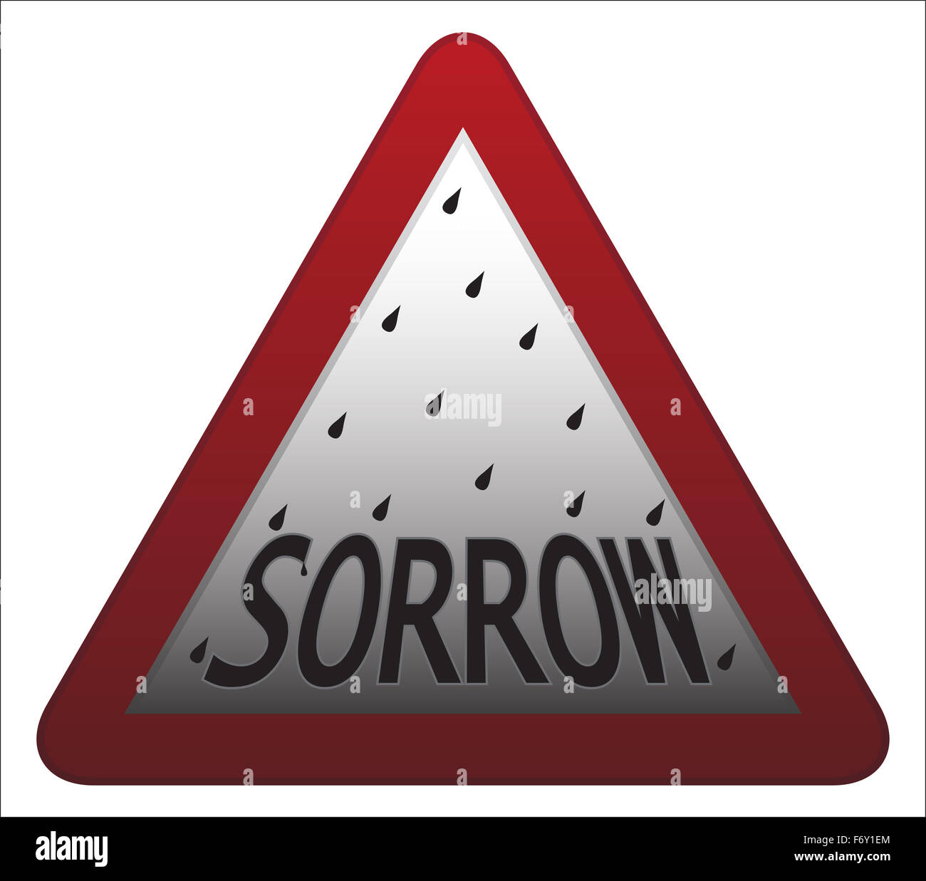 A sorrow warning sign isolated on a white background Stock Photo - Alamy