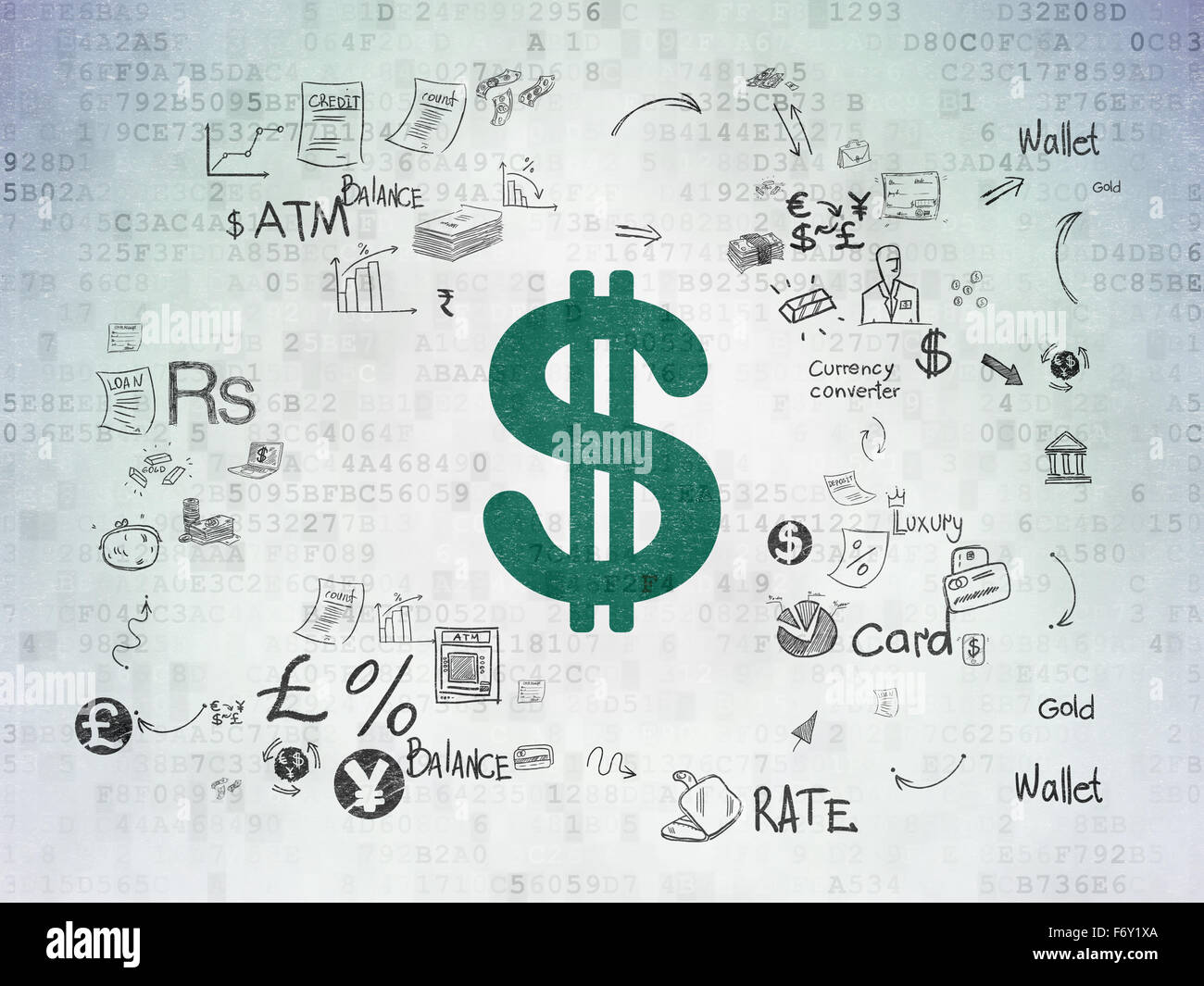 Money concept: Dollar on Digital Paper background Stock Photo - Alamy