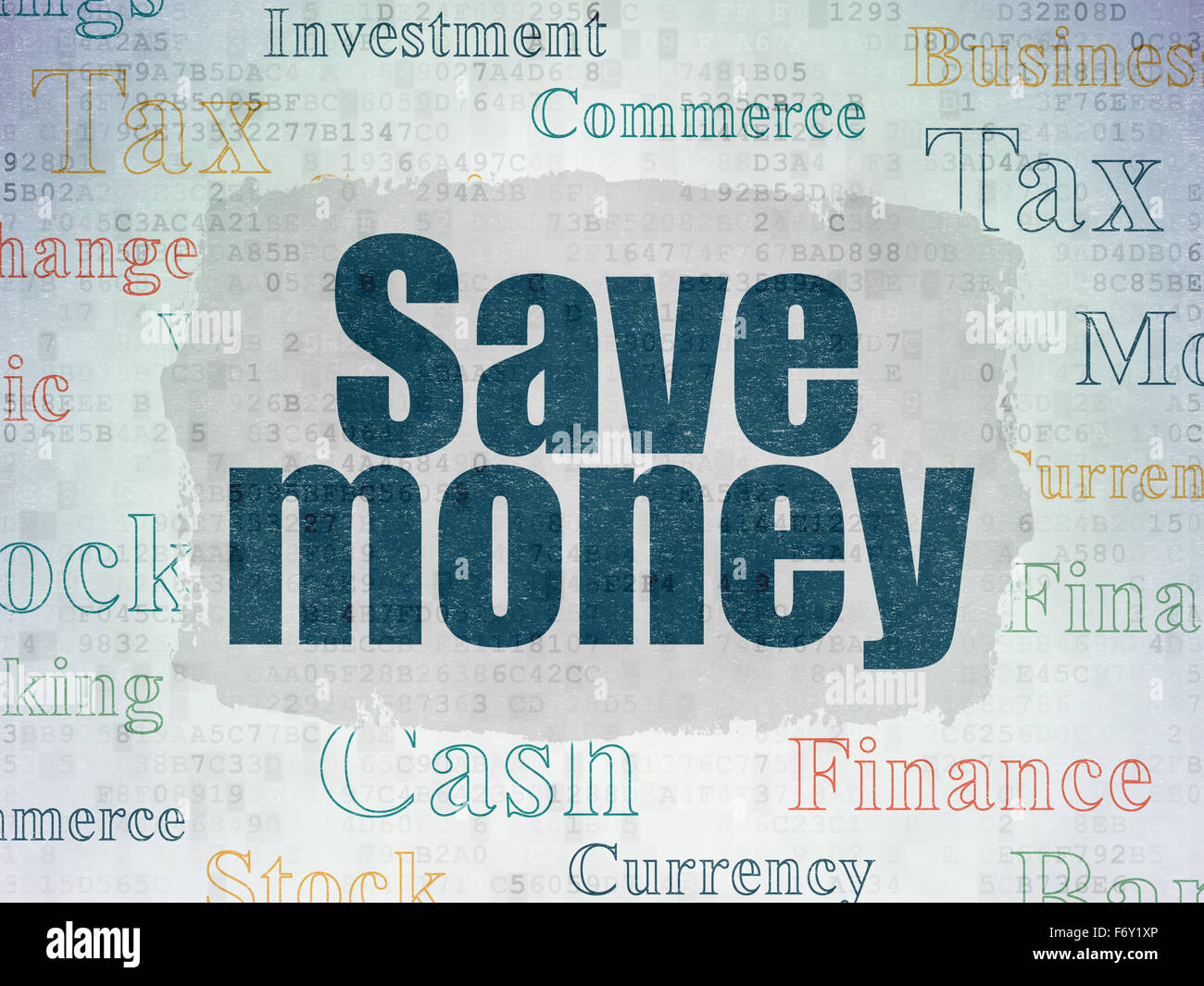 Currency concept: Save Money on Digital Paper background Stock Photo ...