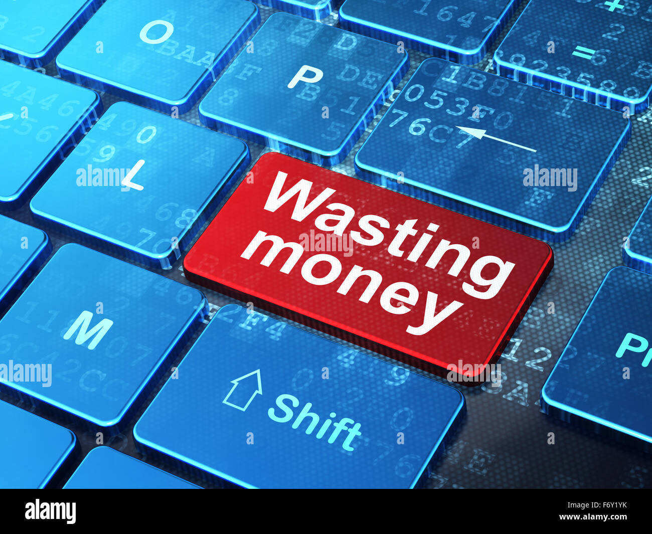 Banking concept: Wasting Money on computer keyboard background Stock ...