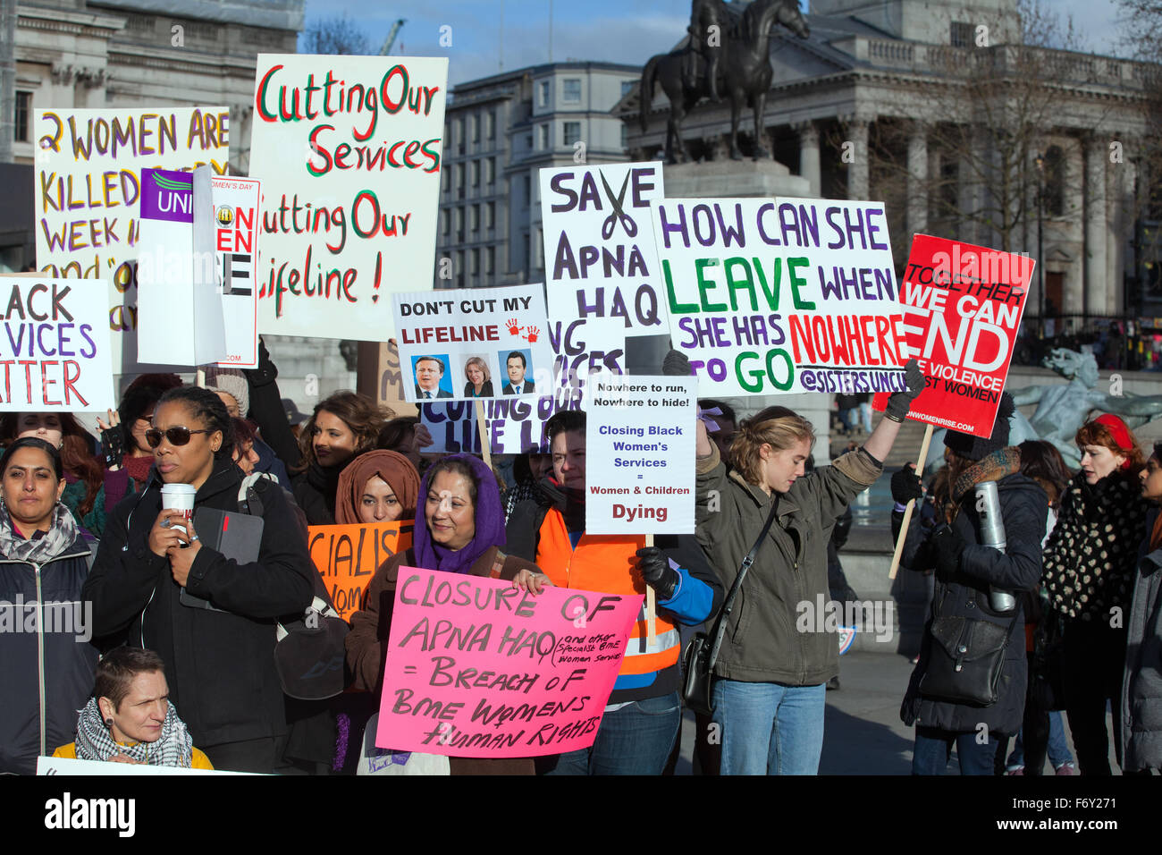 London, UK. 21st Nov, 2015. Campaigners protest in Trafalgar Square ...