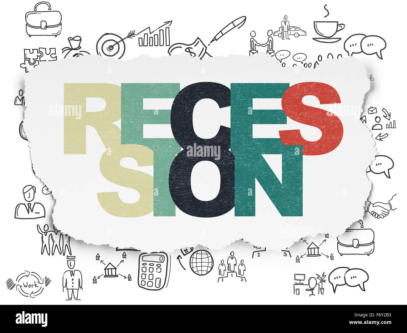 Business concept: Recession on Torn Paper background Stock Photo - Alamy
