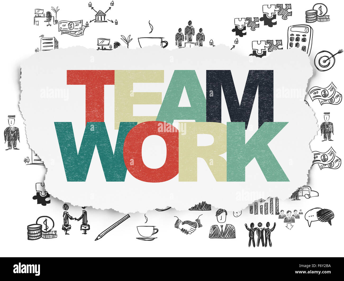 Finance concept: Teamwork on Torn Paper background Stock Photo - Alamy