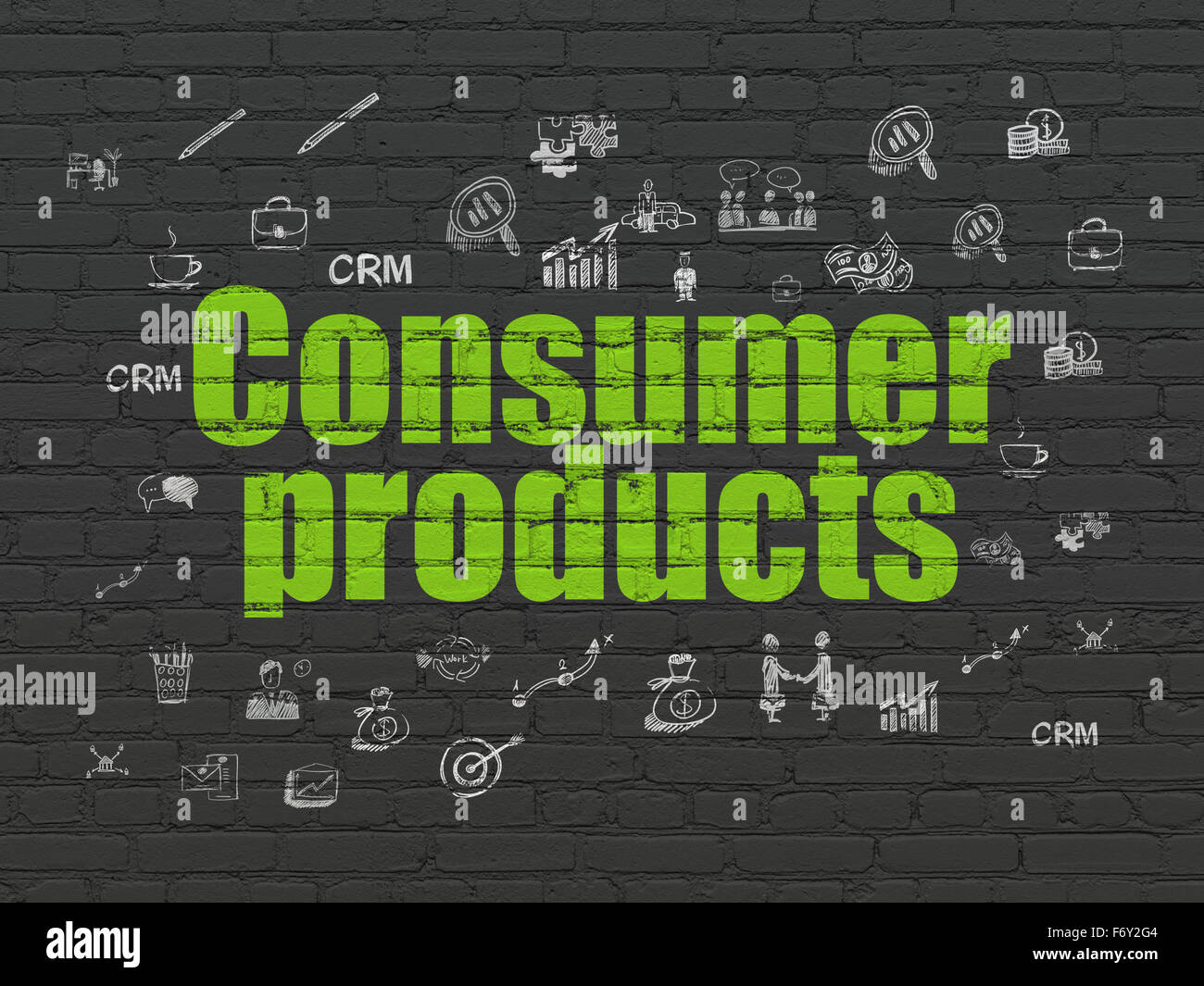 Finance concept: Consumer Products on wall background Stock Photo - Alamy