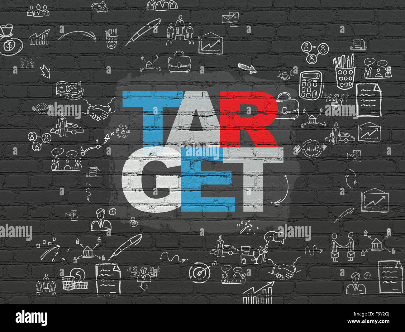 Business concept: Target on wall background Stock Photo - Alamy