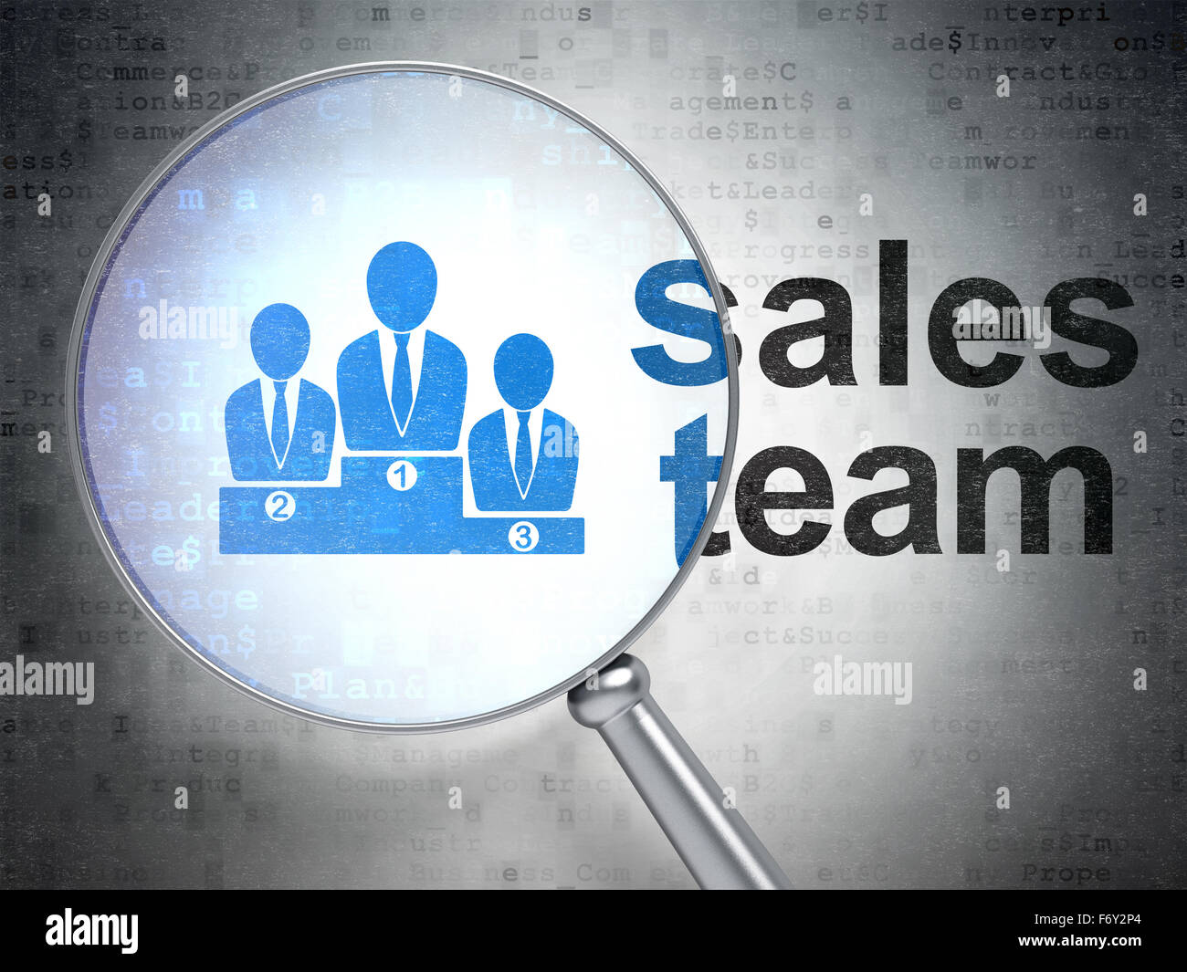 Advertising concept: Business Team and Sales Team with optical glass ...