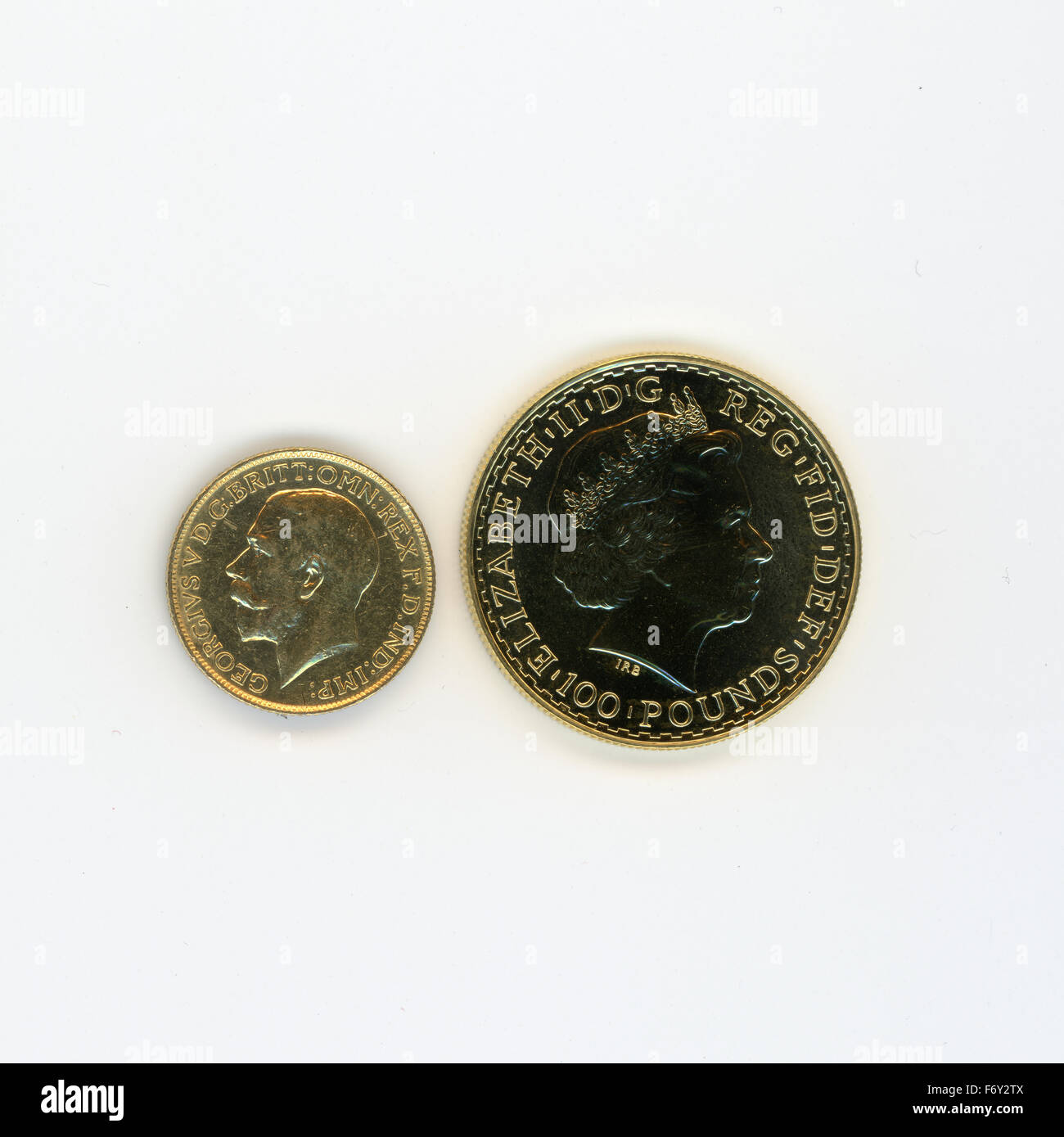 Two gold sovereigns back back hi-res stock photography and images - Alamy