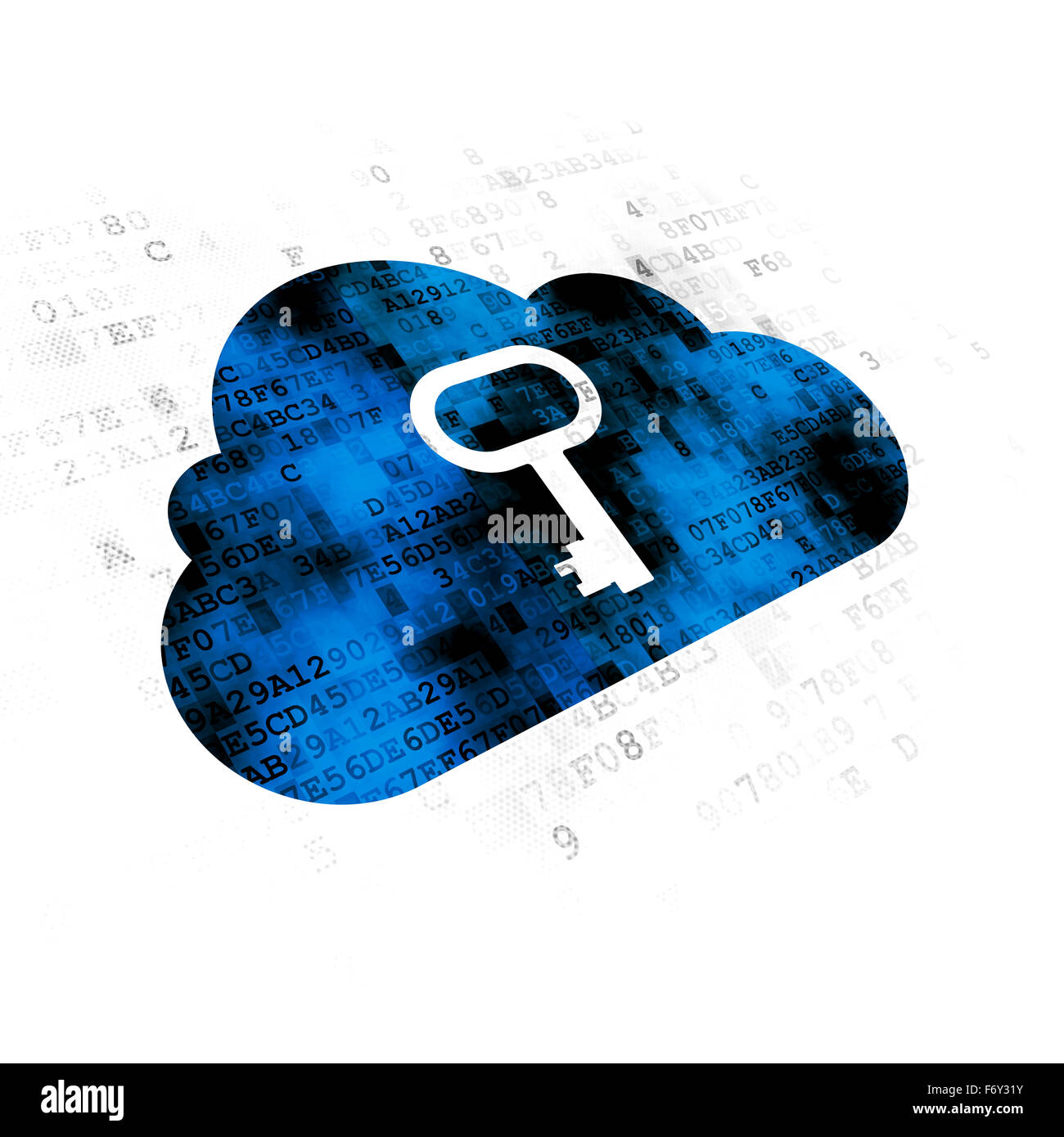 Cloud technology concept: Cloud With Key on Digital background Stock ...