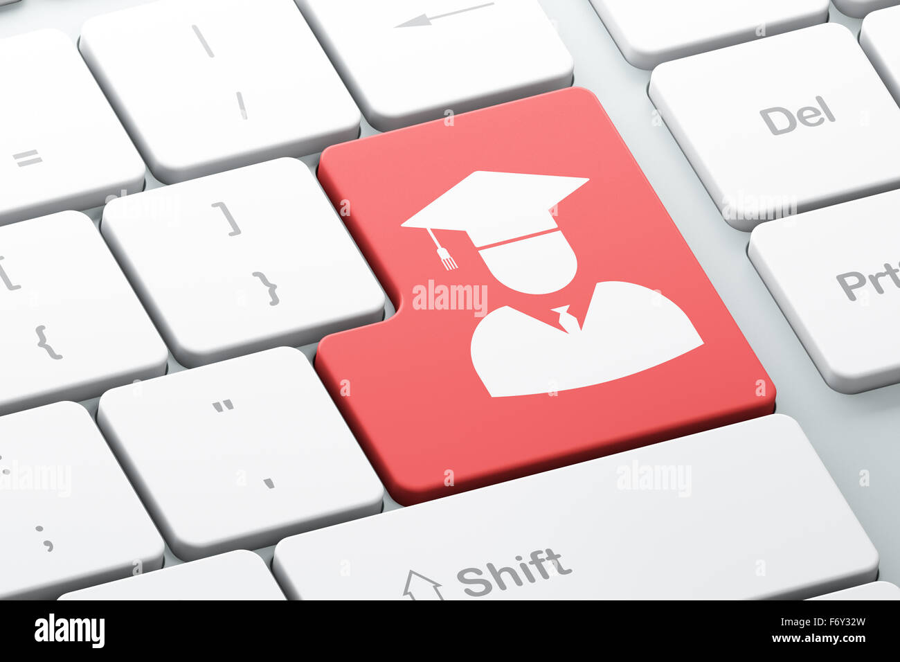 Education concept: Student on computer keyboard background Stock Photo ...