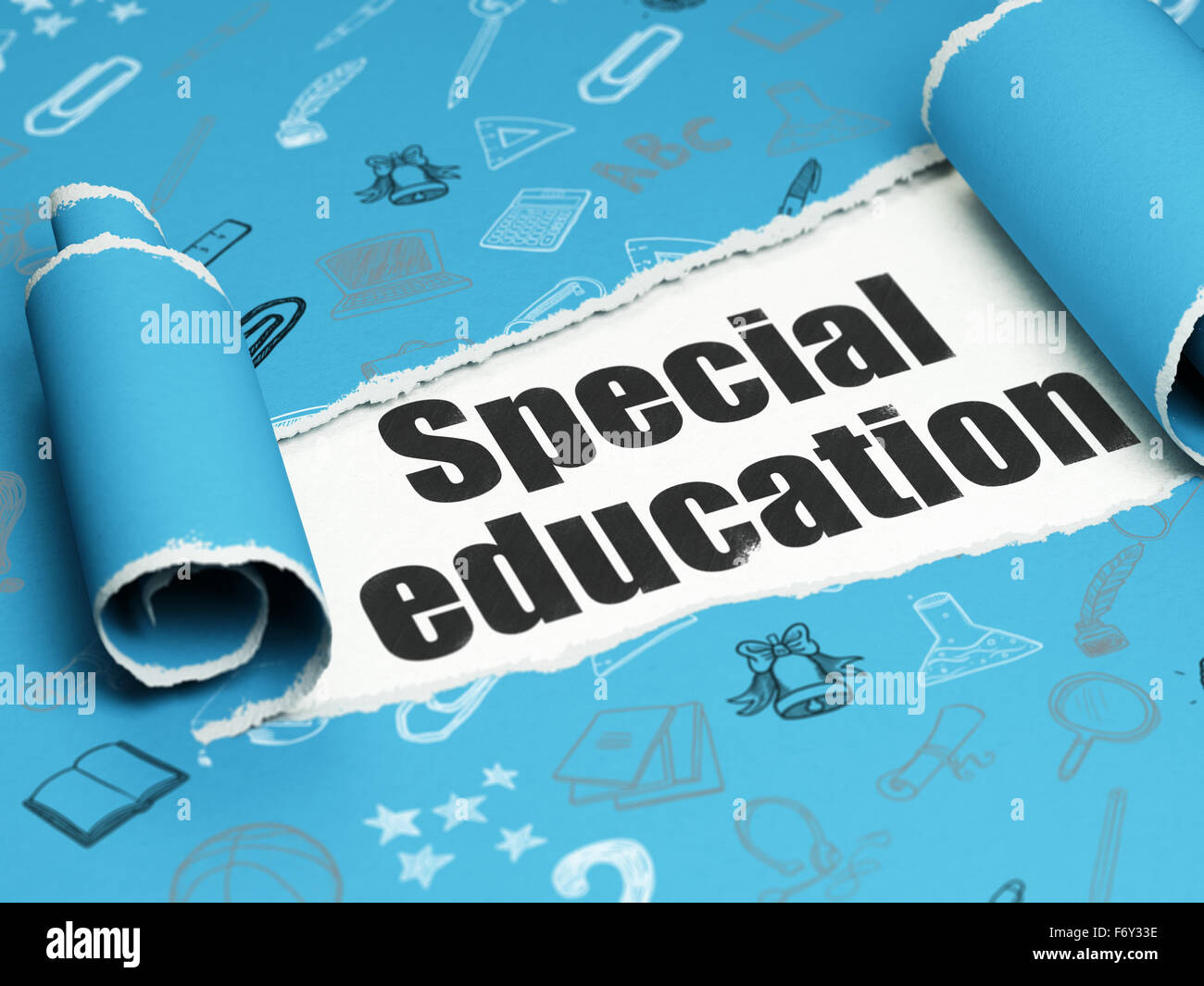 Education concept: black text Special Education under the piece of torn ...