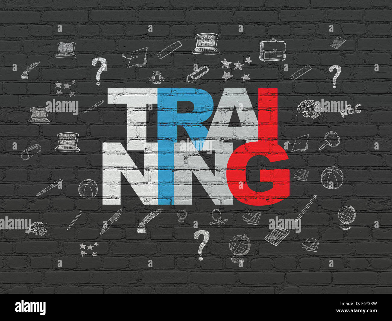 Learning concept: Training on wall background Stock Photo - Alamy