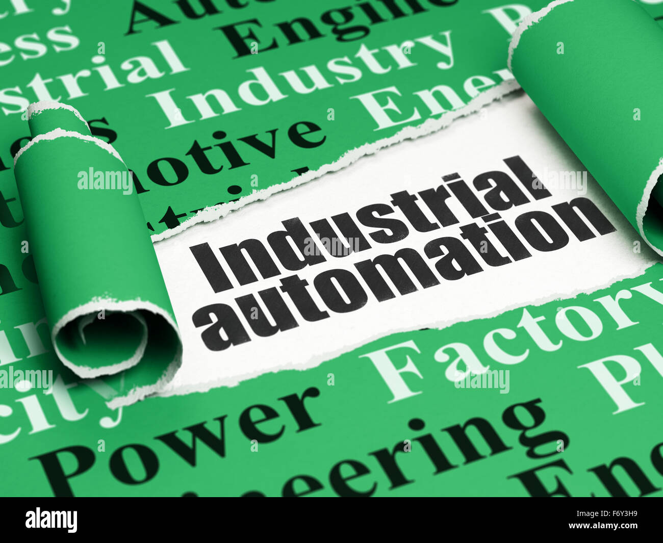 Industry concept: black text Industrial Automation under the piece of ...