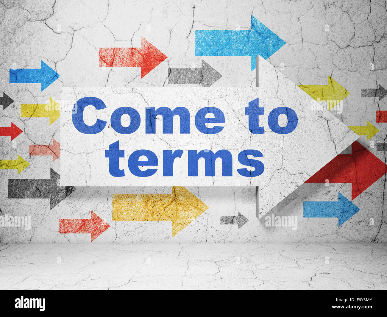 Law concept: arrow with Come To Terms on grunge wall background Stock ...