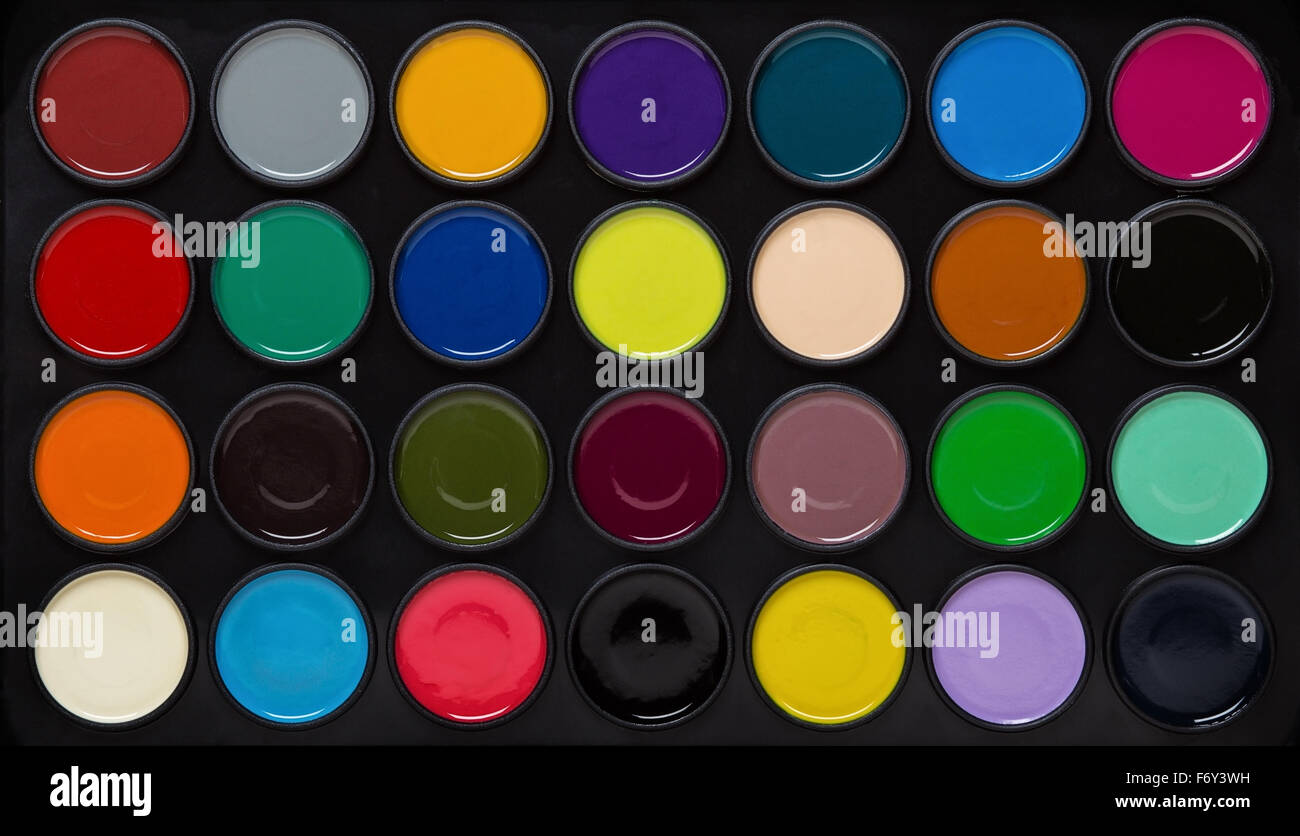 kids play paint set of different colors shot close up Stock Photo - Alamy