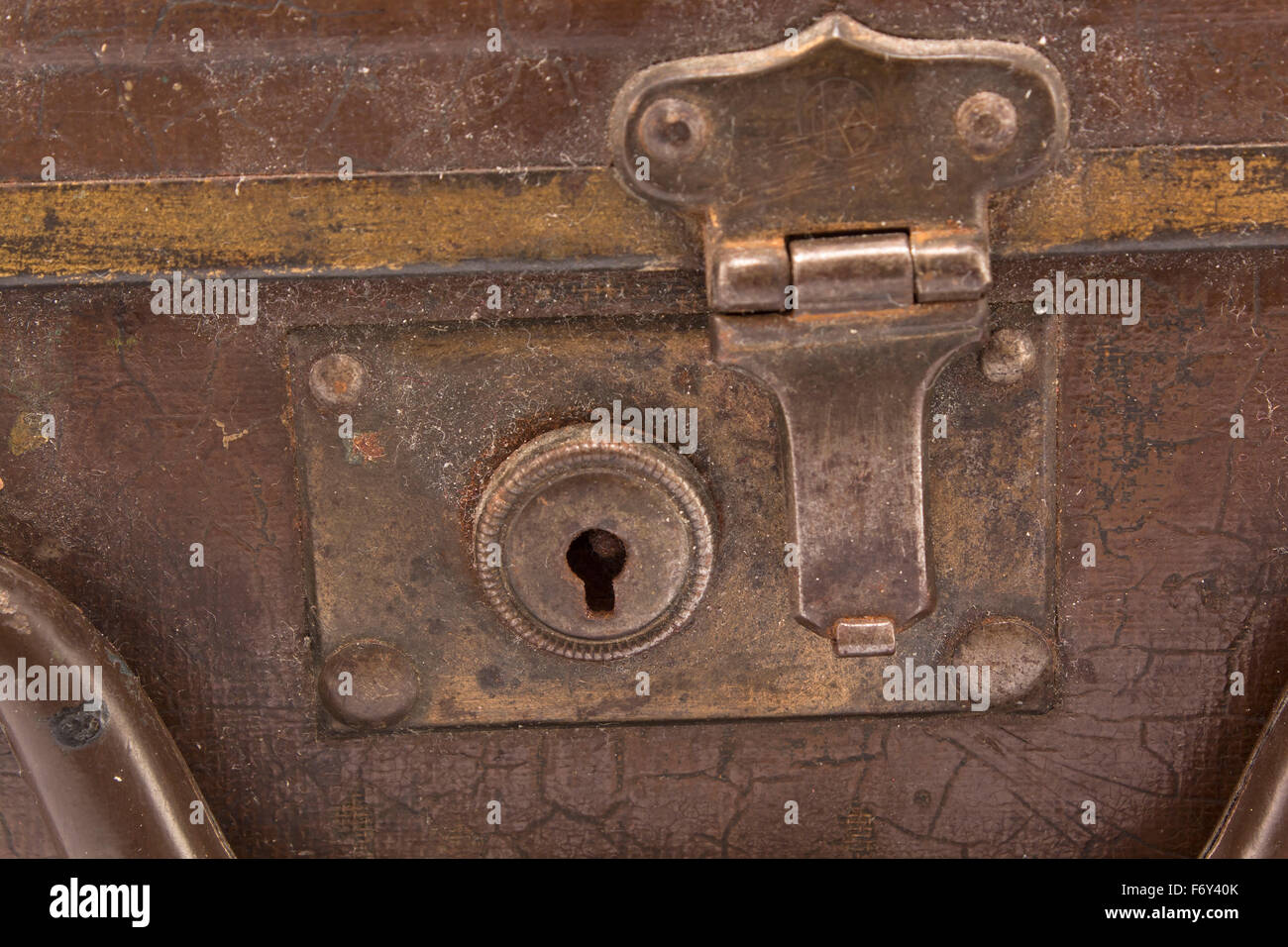 Rusty, dusty lock on an old suitcase Stock Photo - Alamy