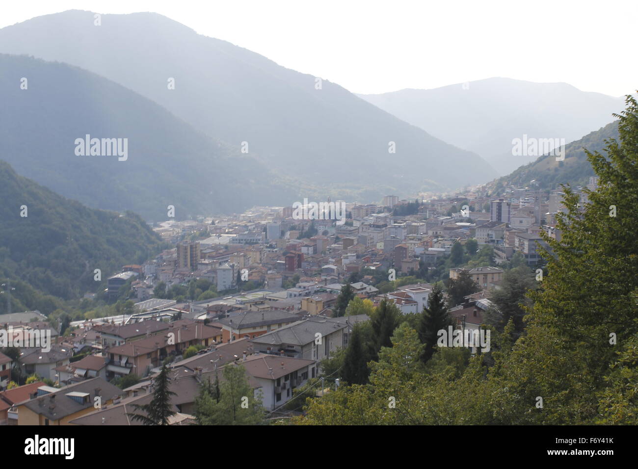 Aerial view of Lumezzane in Trompia Valley in northern Italy Stock ...