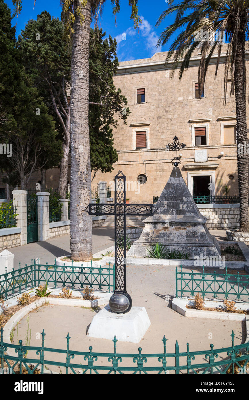 The Stella Maris Carmelite Monastery church and cross exterior in Haifa ...