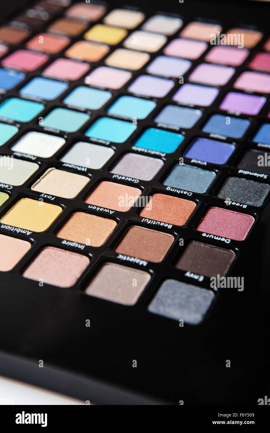 close up image of a large make up palette of different colours Stock ...